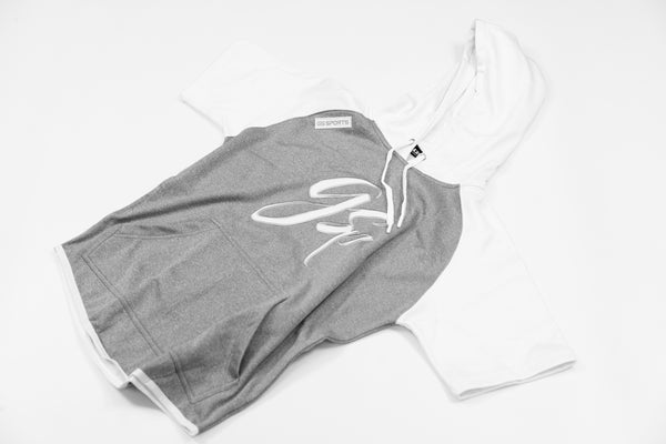 GSP Script Short Sleeve Fleece Hoodie - Heather / White – GS Sports