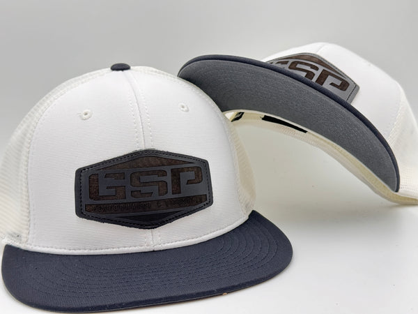 GSP Hex PTS20M Hat - White/Black with Black Leather Patch – GS Sports