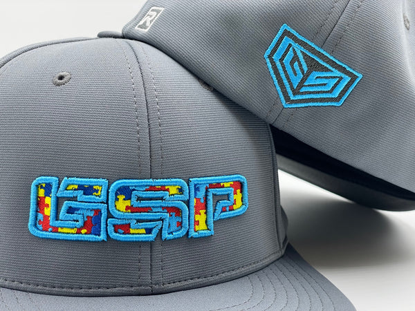 GSP Autism PTS20 Hat - Charcoal with Sky Blue – GS Sports